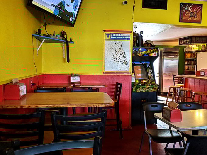 Inside, the yellow and red color scheme feels like a hug from your favorite aunt who always kept the good snacks hidden for you.