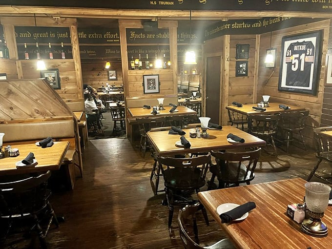 Wooden walls, sturdy tables, and sports memorabilia create the perfect backdrop for serious steak business&mdash;comfort with a side of Hoosier hospitality.