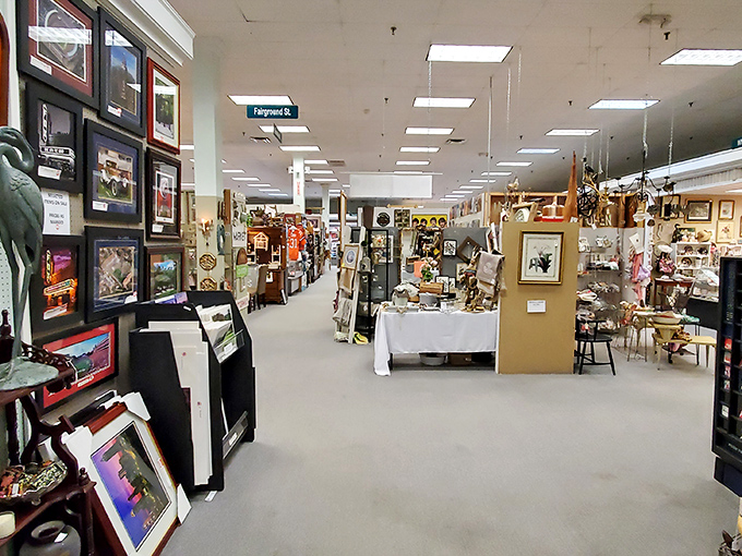 Wide aisles and vendor booths create a labyrinth of discovery. Each turn reveals a new decade, a different story.