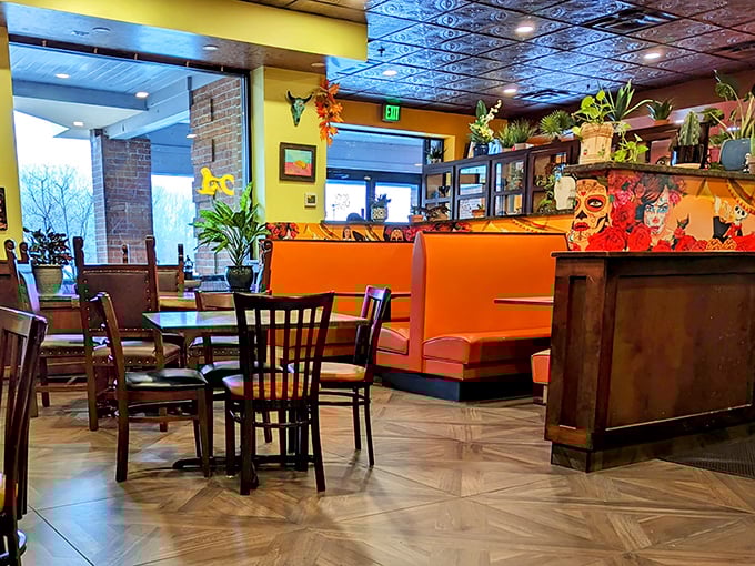 Step inside and the vibrant orange booths and sunny yellow walls instantly transport you south of the border, no passport required.