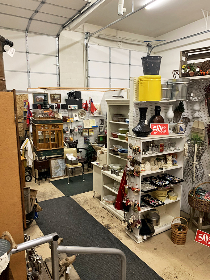Each aisle offers a different decade's worth of treasures, from elegant Victorian display cabinets to mid-century modern pieces that Don Draper would covet.