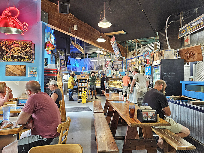 Communal tables and nautical decor create that perfect "I've found a local gem" atmosphere. The kind of place where strangers become friends over fried fish.