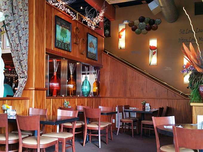 Warm wood paneling, colorful glass bottles, and just the right lighting&mdash;this isn't just dining, it's time travel to when conversations mattered more than cell phones.