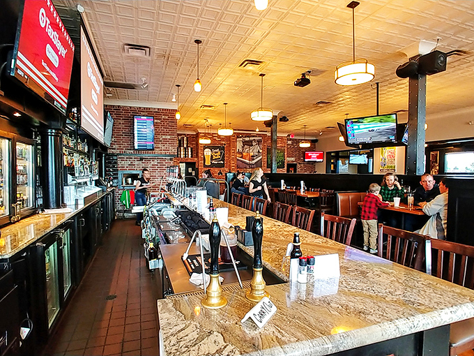 Inside, the perfect marriage of industrial chic and cozy comfort creates an atmosphere where both first dates and thirty-year anniversaries feel equally at home.