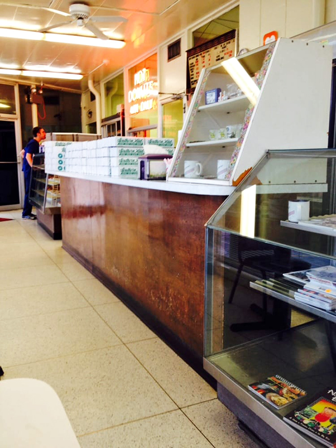 The timeless interior, where calories don't count and diet plans come to die, features a pristine display of donut perfection.