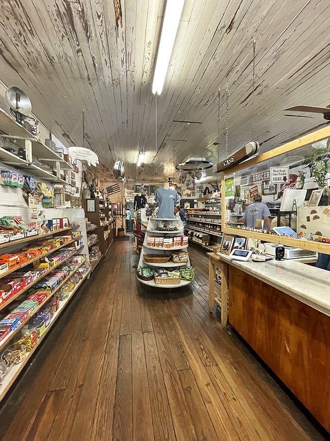 Step inside and the wooden floors creak a century-old welcome. This isn't just shopping—it's time travel with snacks.