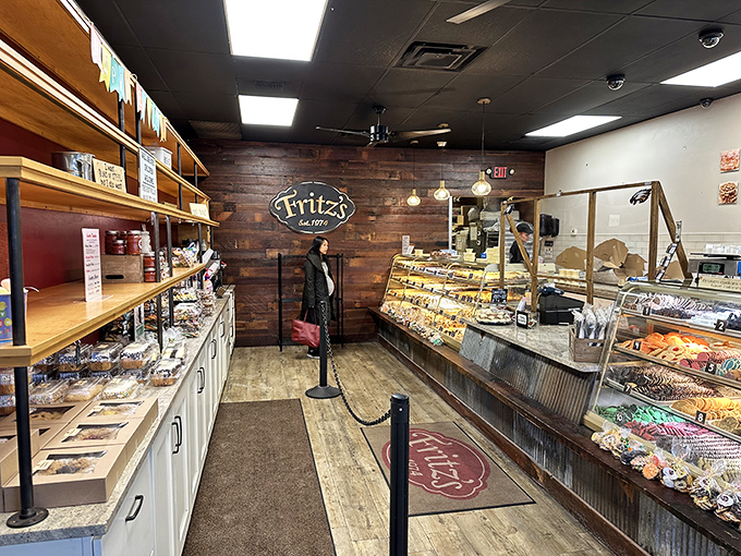 Step inside and time slows down &ndash; the rustic wood interior and glass display cases create a warm, nostalgic atmosphere where pastry dreams come true.