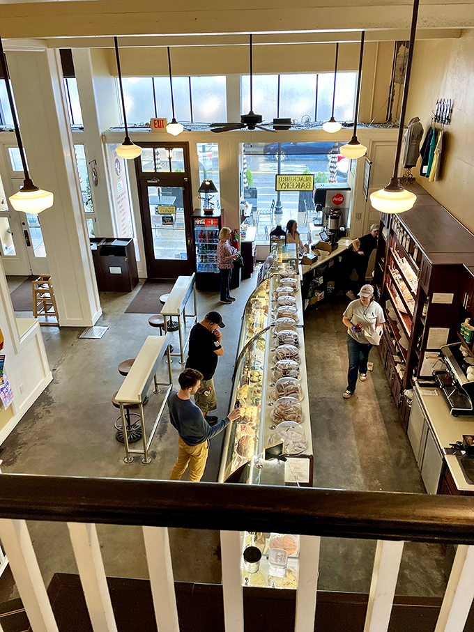 From this bird's-eye view, you can almost hear the "oohs" and "ahhs" as patrons contemplate their sweet dilemmas at the gleaming display case.