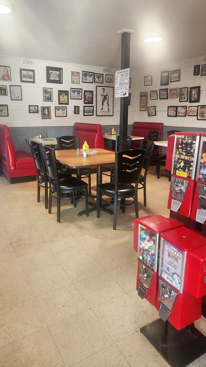 History lines the walls while red vinyl booths invite you to settle in. This isn't d&eacute;cor by design; it's authenticity by existence.