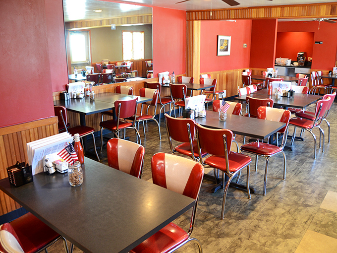 Classic red vinyl chairs and simple tables create the perfect backdrop for pie-based euphoria. No pretension here—just good food and better conversation.