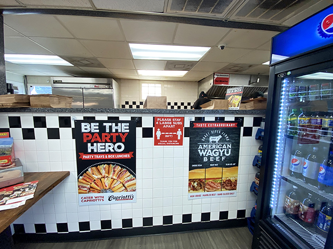 Step into a world where checkered tiles and deli cases collide. It's not fancy, but who needs fancy when you've got flavor?