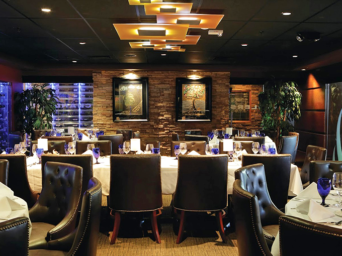 The dining room at Chandlers balances sophistication with comfort &ndash; like if James Bond designed a living room where you could actually relax and eat a steak.