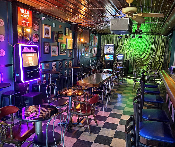 Where Christmas lights meet checkered floors and eclectic d&eacute;cor, Cookie's interior feels like your coolest friend's basement if that friend never grew up.