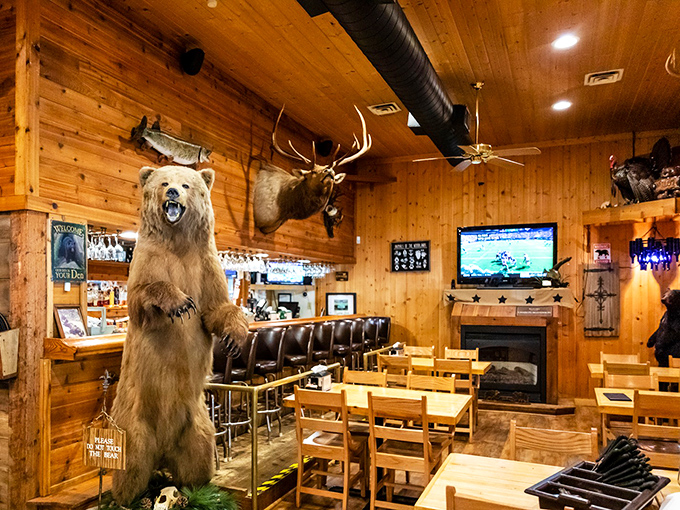 Step inside and you're greeted by the restaurant's most famous resident. This taxidermied bear has witnessed more perfect date nights than a Hollywood matchmaker.