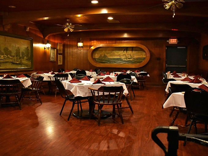 Step inside and time stands still &ndash; wood paneling, white tablecloths, and nautical touches create the kind of dining room where memories are made and diets are forgotten.