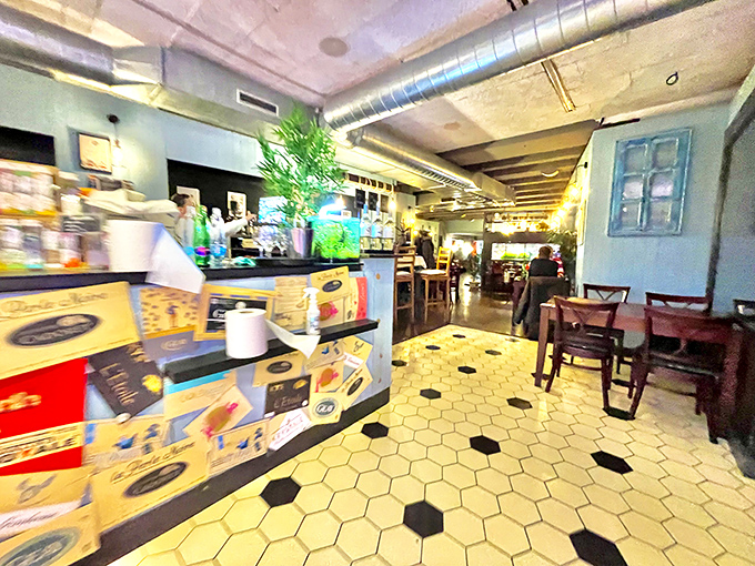 Step inside and the desert disappears. That hexagonal tile flooring practically whispers, 'Trust us, we know our fish.'