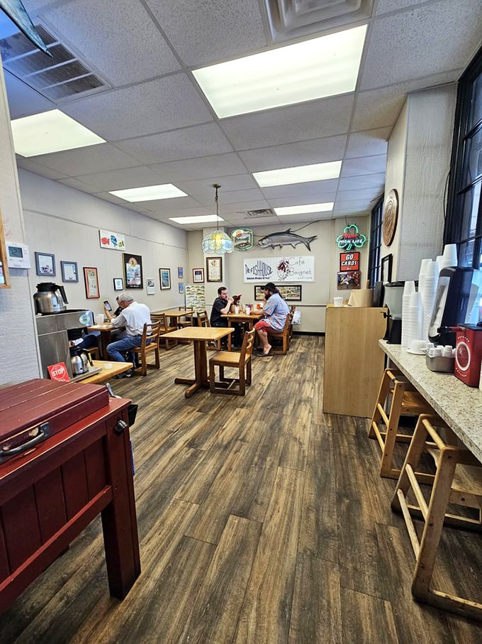 No-frills dining at its finest. Wooden tables, nautical accents, and the promise of exceptional seafood make this space instantly welcoming.