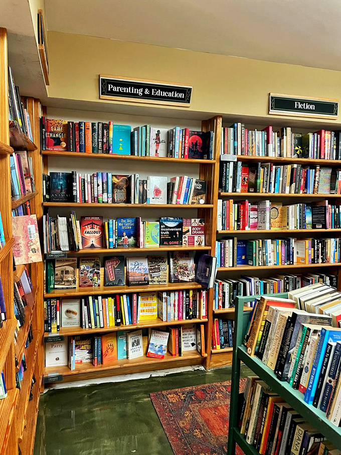 Where parenting wisdom meets fictional escapes &ndash; this well-organized section proves Left Bank understands that sometimes raising kids requires both practical advice and momentary escape.