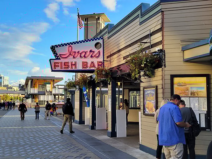 Ivar's iconic neon sign has guided hungry Seattleites to seafood bliss for generations &ndash; like a lighthouse for growling stomachs.