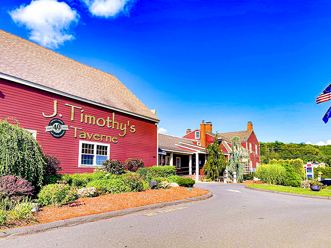 J. Timothy's red barn-like charm is New England nostalgia on a plate. Norman Rockwell would approve!