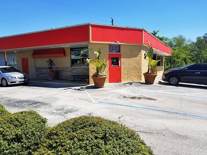 The vibrant red exterior of Mel's Family Diner doesn't just catch your eye &ndash; it's practically sending smoke signals to your stomach.