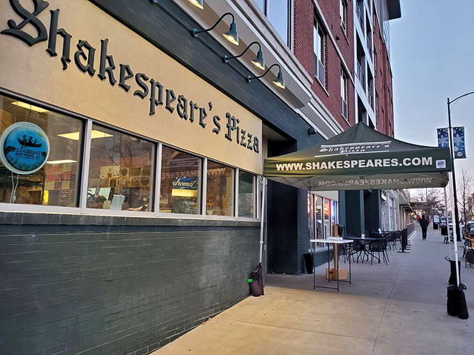 Literary name, legendary pizza. Shakespeare's green storefront has been the unofficial student union of Columbia for generations of hungry Mizzou Tigers.