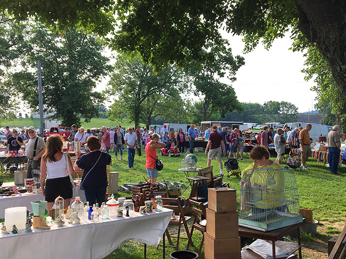 Under the shade trees at Tri-State Antique Market, where one person's spring cleaning becomes another's magnificent obsession.