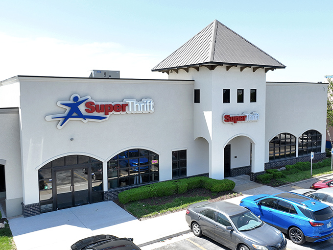 Super Thrift's castle-like entrance isn't just architectural showboating&mdash;it's a palace where budget shoppers reign supreme.