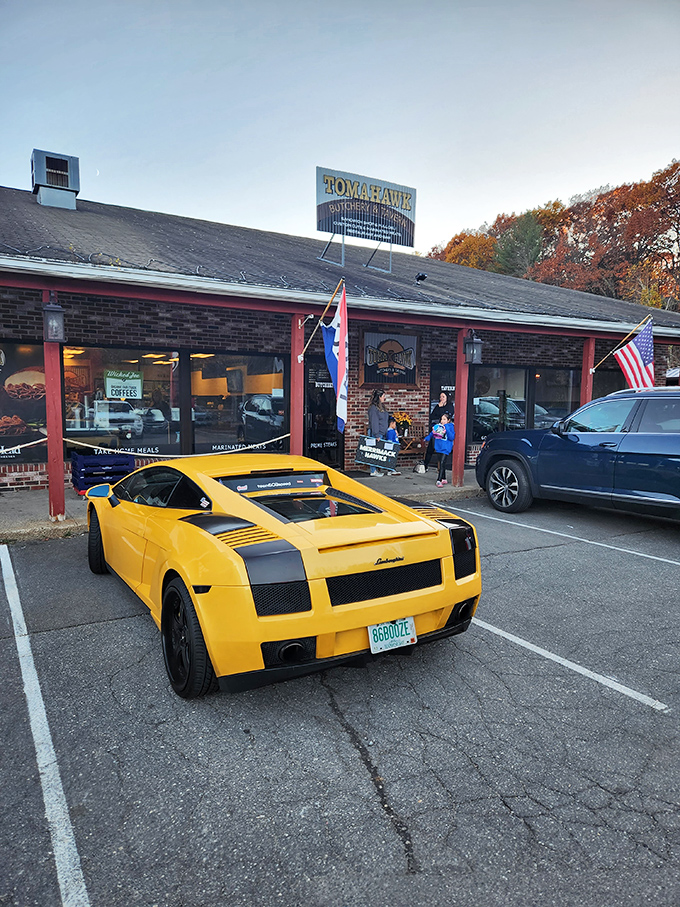 Even luxury sports cars pull up alongside pickup trucks here &ndash; great steak is the ultimate social equalizer!