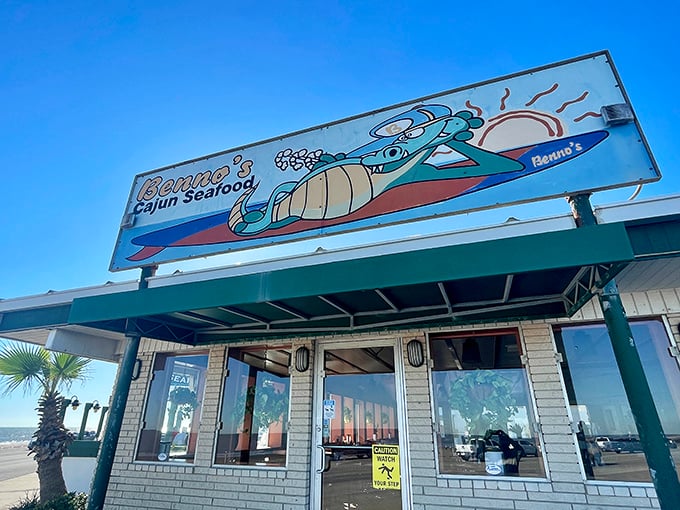 That cartoon shrimp on the sign isn't just cute &ndash; he's warning his friends inside that you're coming for them!