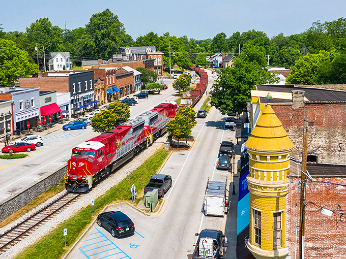That yellow tower building stands out like a Victorian gentleman wearing his Sunday best.
