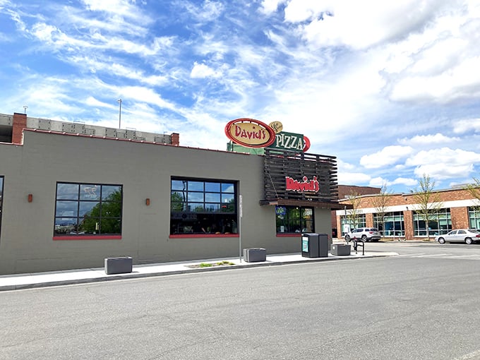 Pizza real estate done right. David's clean lines and inviting entrance practically whisper, 'Yes, you deserve this today.'