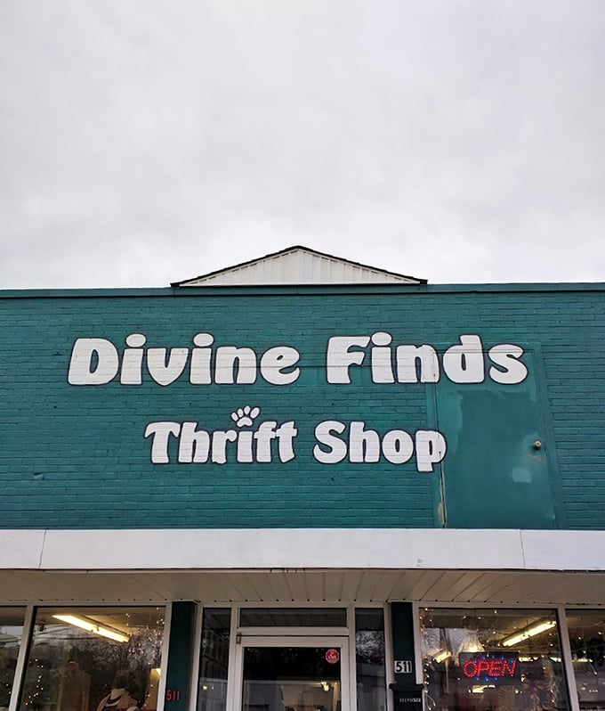 This heavenly blue storefront might as well have a halo &ndash; it's where budget shoppers ascend to thrifting nirvana.
