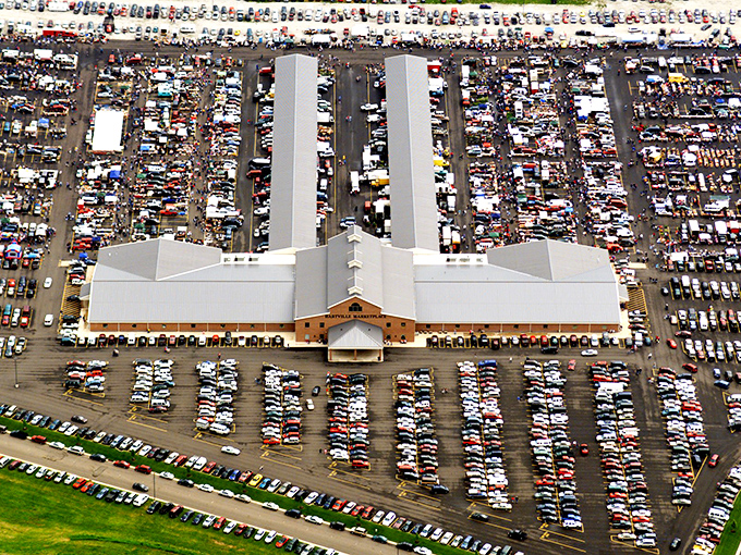 The aerial view of Hartville reveals a kingdom of commerce. Even Columbus would be impressed by this expedition-worthy landscape.