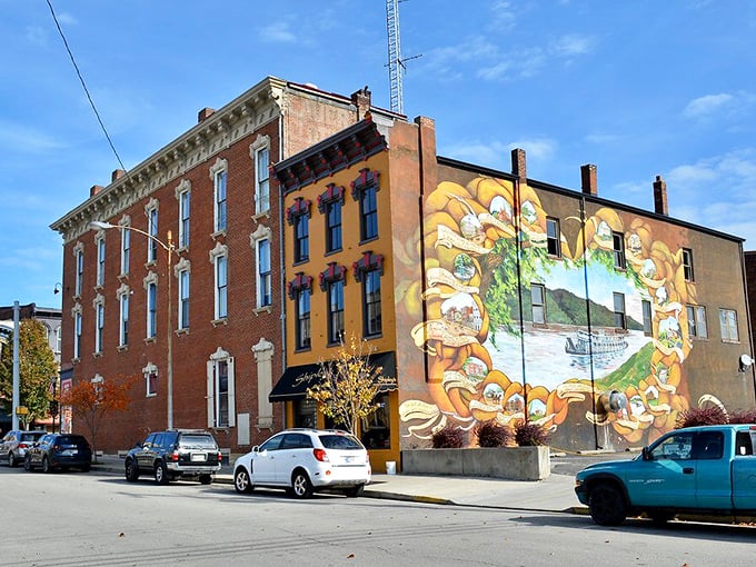 Madison: That mural isn't just art—it's a vibrant love letter to the community, splashed across brick that's witnessed centuries of small-town life.