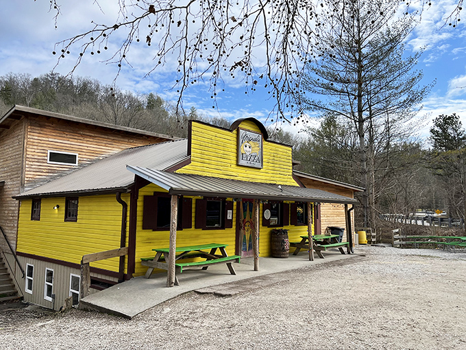 Miguel's Pizza: Where Appalachian wilderness meets pizza paradise. Those picnic tables have heard more climbing stories than a mountaineer's diary.