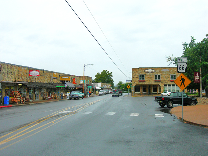 Historic storefronts in the Folk Music Capital of the World, where every porch is potentially a stage for impromptu jam sessions.