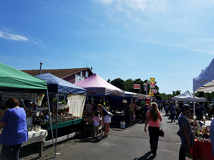 Colorful canopies create a patchwork village of possibilities at Rice's, where one person's castoffs become another's conversation pieces.