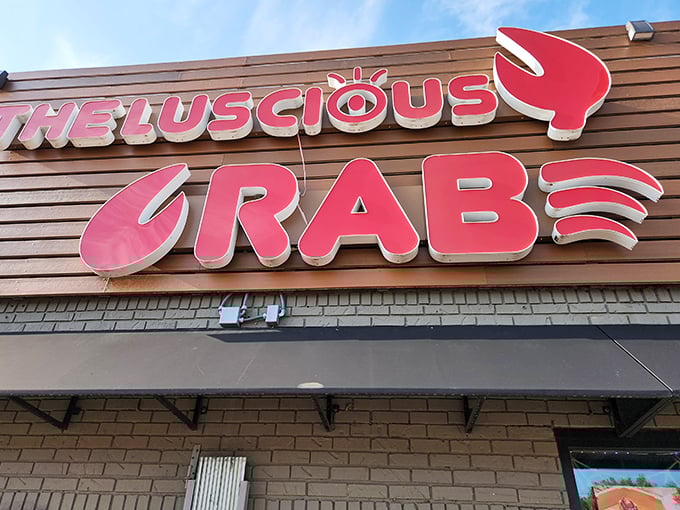 When a restaurant puts "luscious" right in the name, they're making a promise. That bright red sign is the seafood equivalent of rolling out the red carpet.