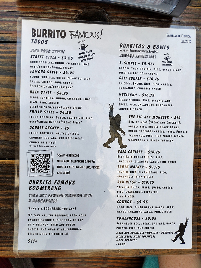 The menu reads like a love letter to tortilla-wrapped perfection, with options that'll have you planning your next visit before finishing your first bite.