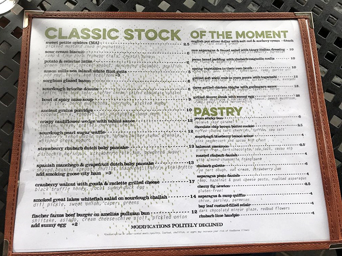 "Modifications Politely Declined" isn't stubbornness&mdash;it's confidence. This menu reads like a love letter to breakfast with a vocabulary that makes "eggs and toast" sound pedestrian.