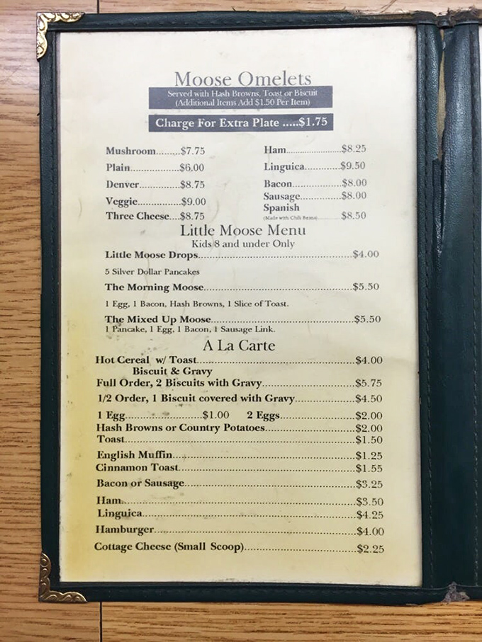 Menu simplicity at its finest &ndash; when "Moose Omelets" is your headline, you know you're not at some pretentious brunch spot with deconstructed toast.