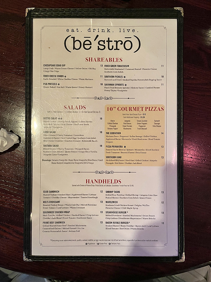 The menu reads like a love letter to comfort food, with each description promising the kind of satisfaction that makes you close your eyes on the first bite.