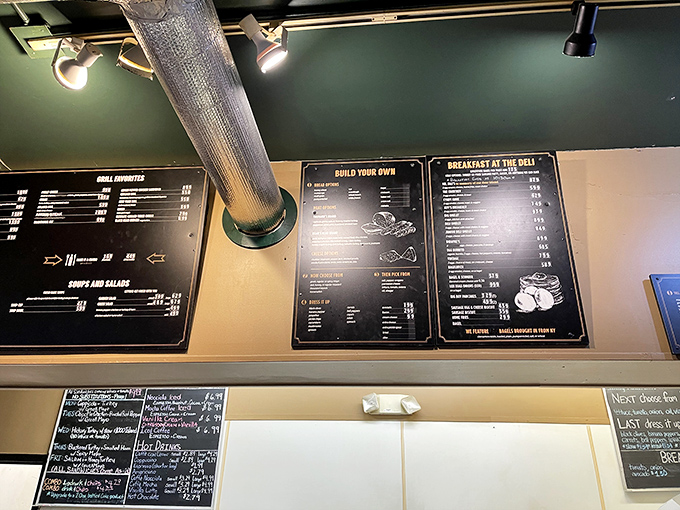 The menu board&mdash;a canvas of culinary possibilities. These aren't just sandwich listings; they're a roadmap to deliciousness.
