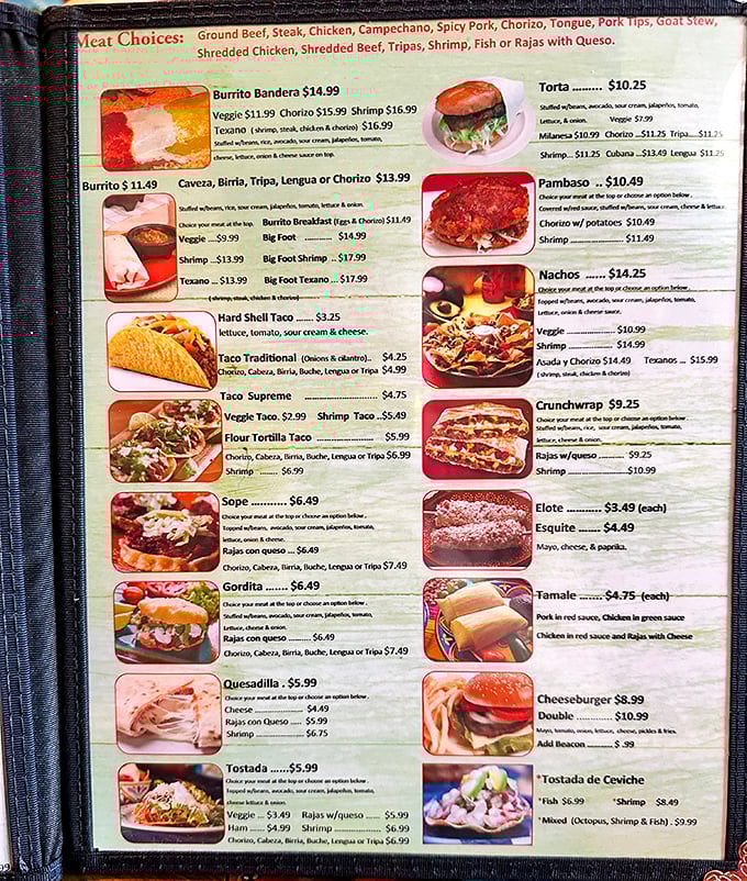 This menu isn't just a list of dishes&mdash;it's a treasure map. Each description promises a journey worth taking, especially those legendary enchiladas.