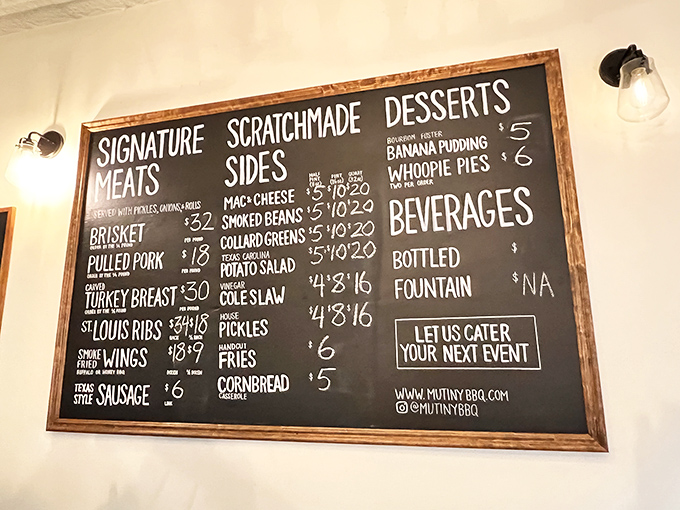 This chalkboard menu isn't just a list—it's a roadmap to happiness written in smoke and spice.