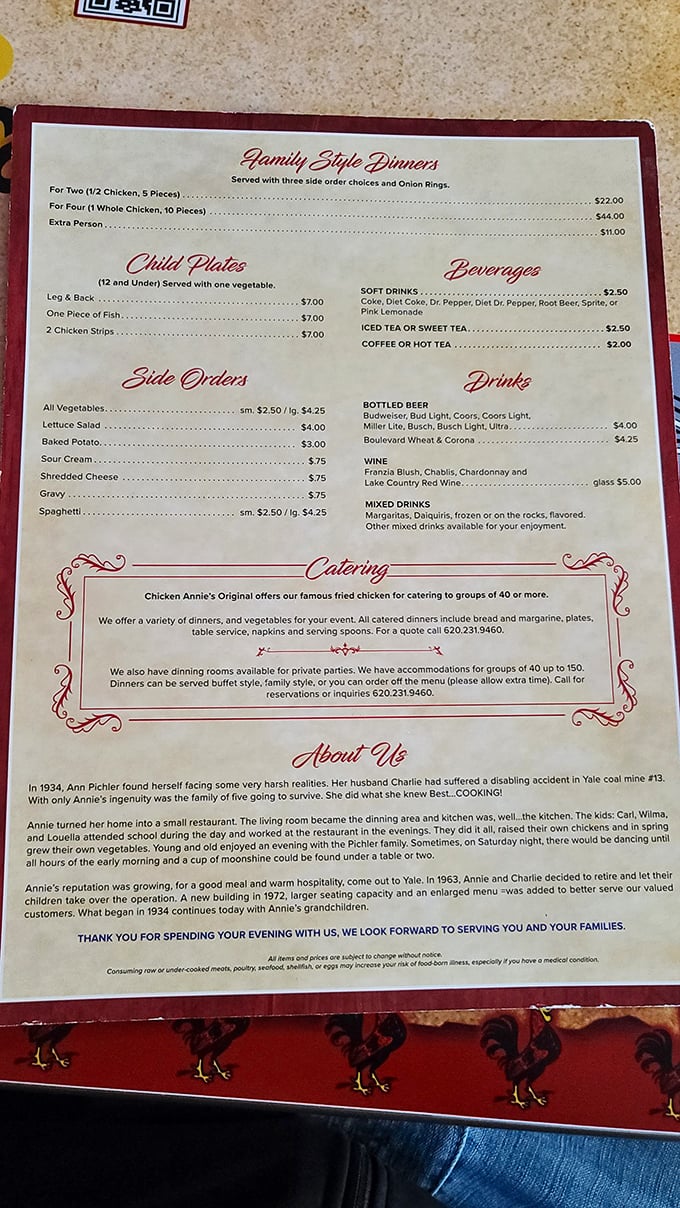 The menu tells Annie's remarkable story&mdash;from coal miner's wife to restaurant legend&mdash;while tempting you with family-style feasts that haven't changed in generations.