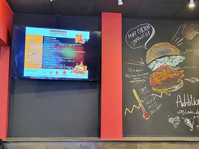 The menu board's heat scale&mdash;from "Country" to "Extra Hot"&mdash;isn't just decoration, it's a roadmap to your culinary adventure. Choose wisely, friends.