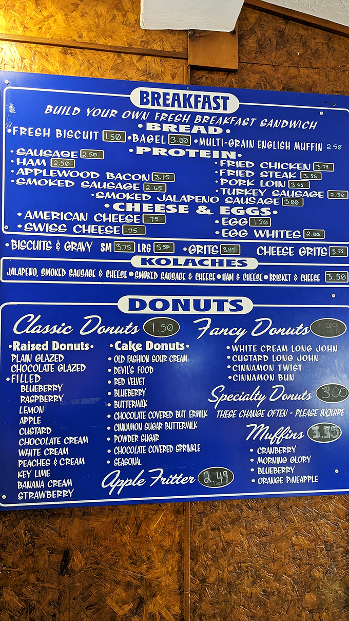 This blue menu board is the roadmap to happiness. Study it carefully&mdash;life-changing decisions are about to be made.