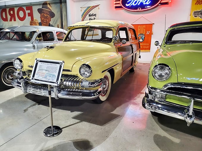 This buttery yellow and wood-paneled station wagon isn't just transportation&mdash;it's a rolling piece of mid-century American optimism. Road trips never looked so good.